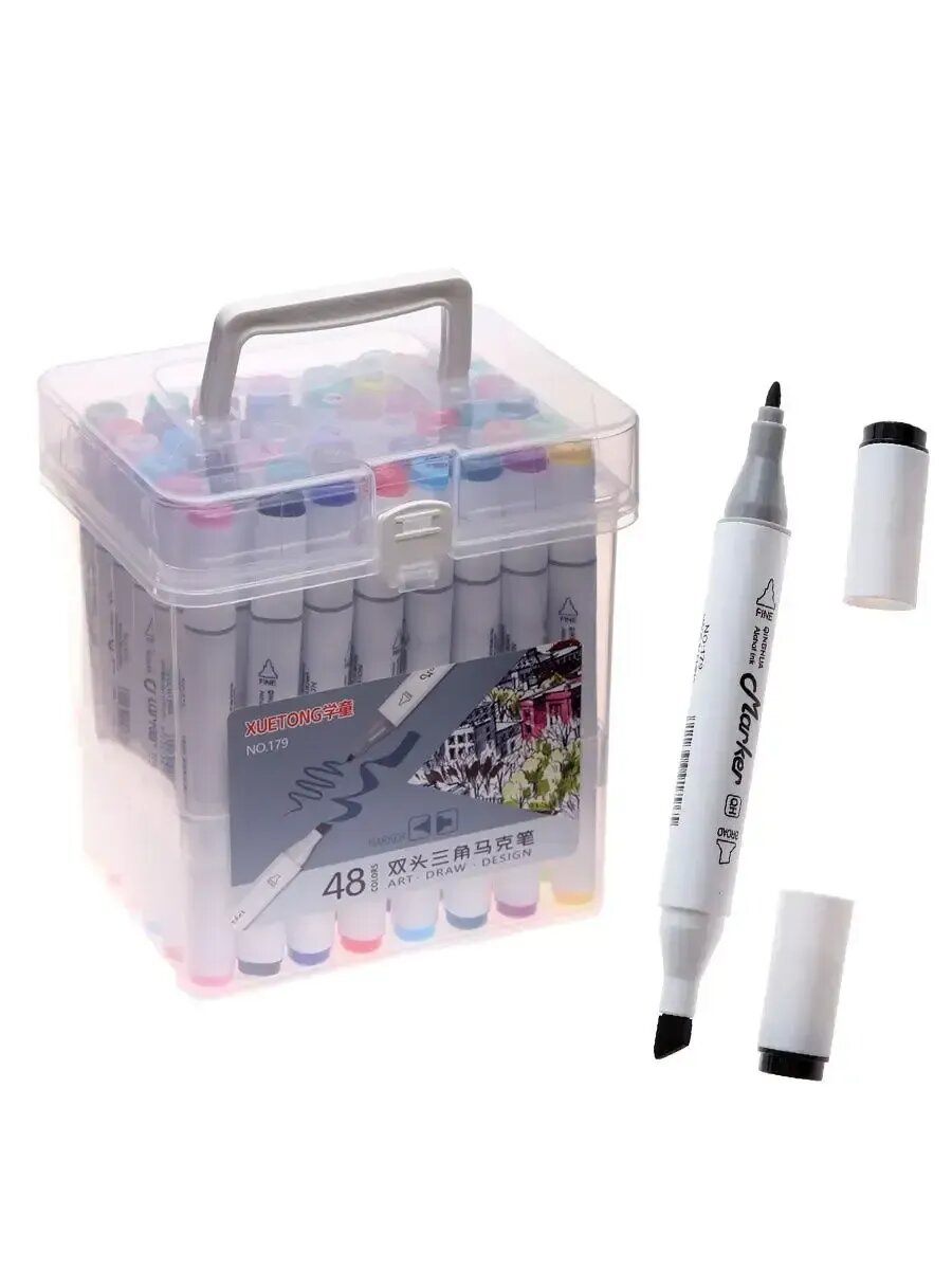 Набор маркеров двусторонних, 48 цветов