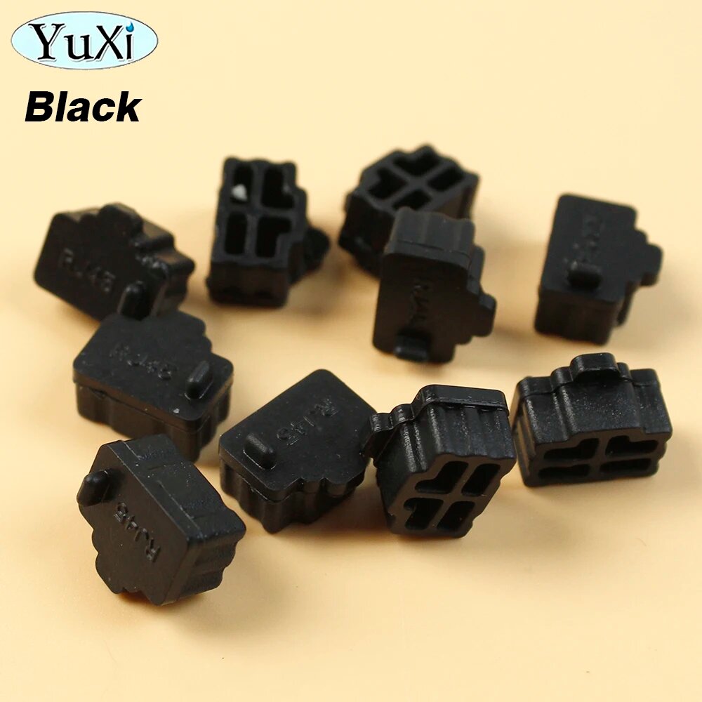 10 шт. черные силиконовые заглушки RJ45