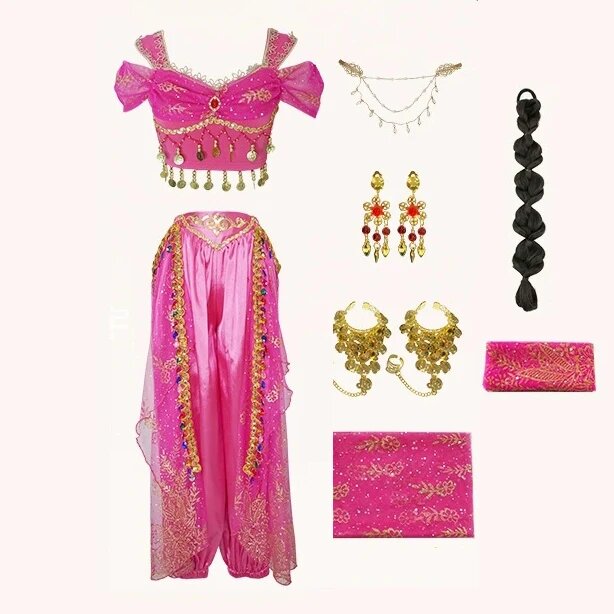 Детский костюм принцессы Жасмин BEADING CHARM Розовый, XL, Fuchsia (8pcs set)