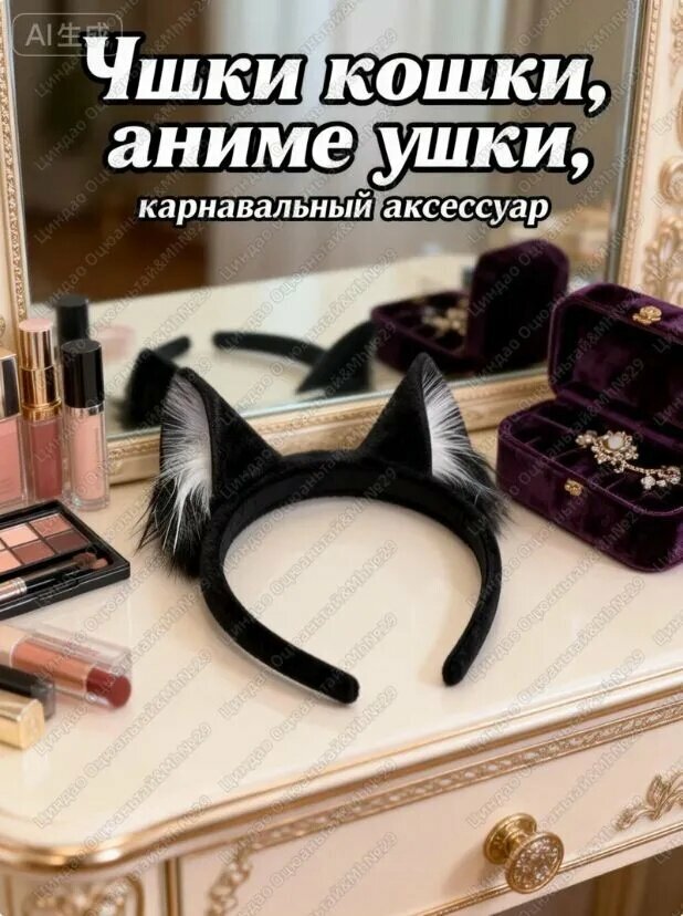Ушки кошки аниме, карнавальный аксессуар для костюма, милый стиль для праздников и вечеринок