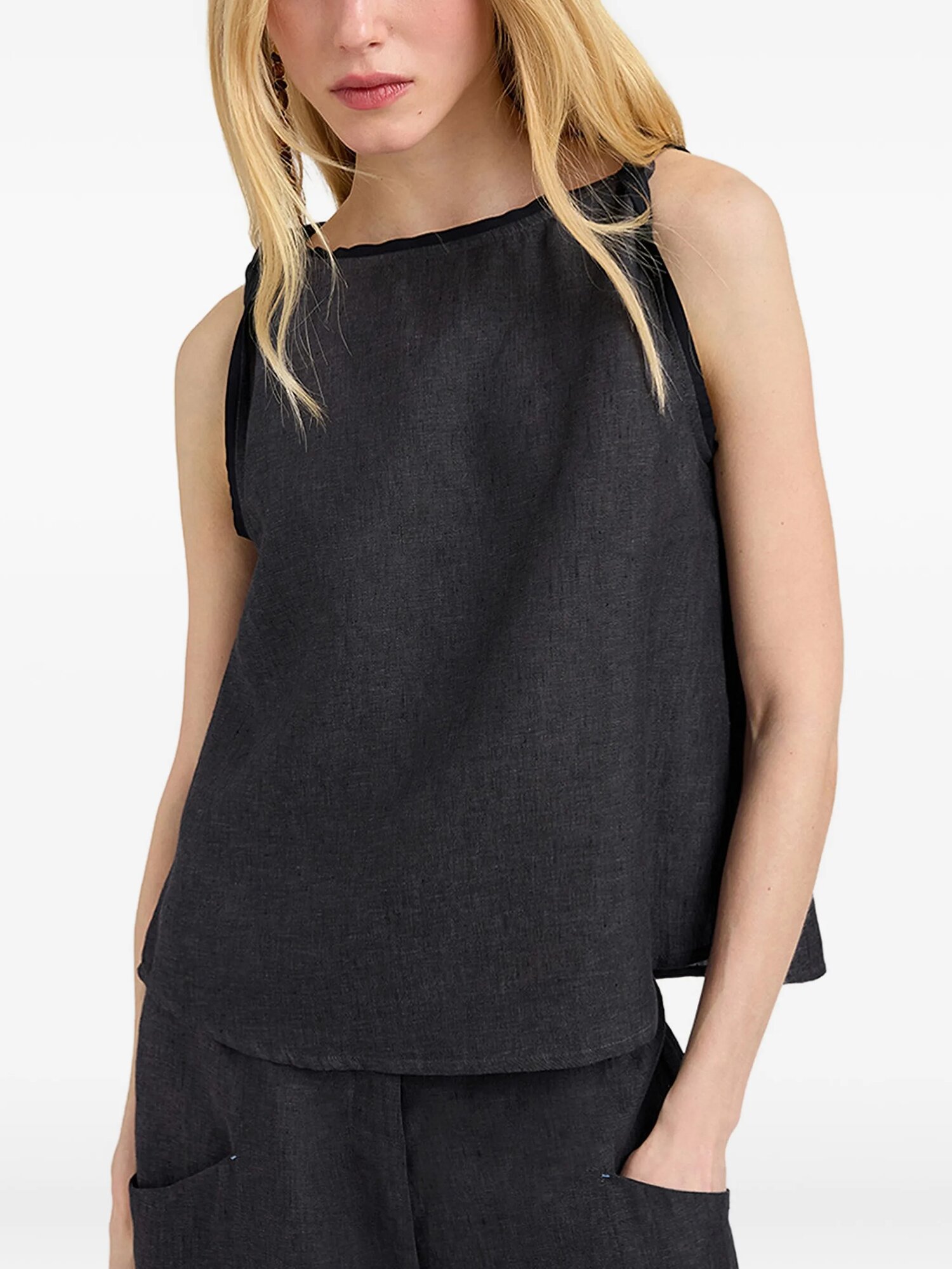 Топ Momoni Torchon-strap back-vent tank top, размер 44, черный — фото 1