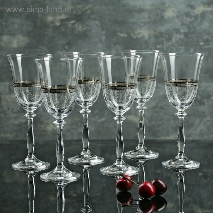 Набор бокалов для шампанского и вина Bohemia Crystal «Анжела», 250 мл, 6 шт