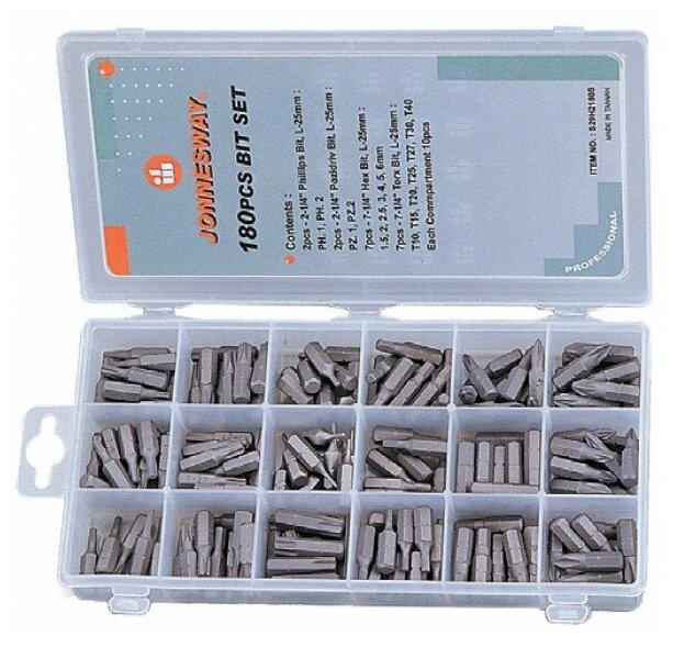 Набор вставок Jonnesway S29H2180S 47464, для инструментов, 180 предметов