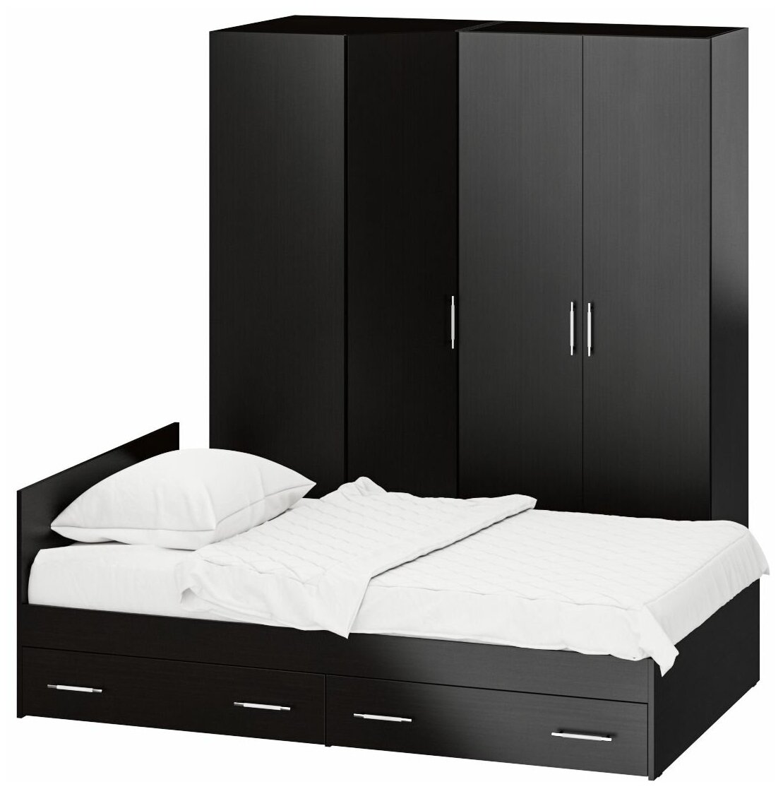 Гарнитур спальный 2 Стандарт с кроватью 1200 с ящиками венге спальное место 1200х2000 мм. без матраса основание есть