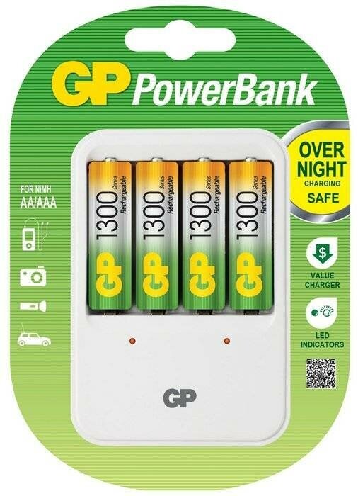 Аккумулятор Ni-Mh 1300 мА·ч GP Rechargeable 1300 Series AA + Зарядное ...