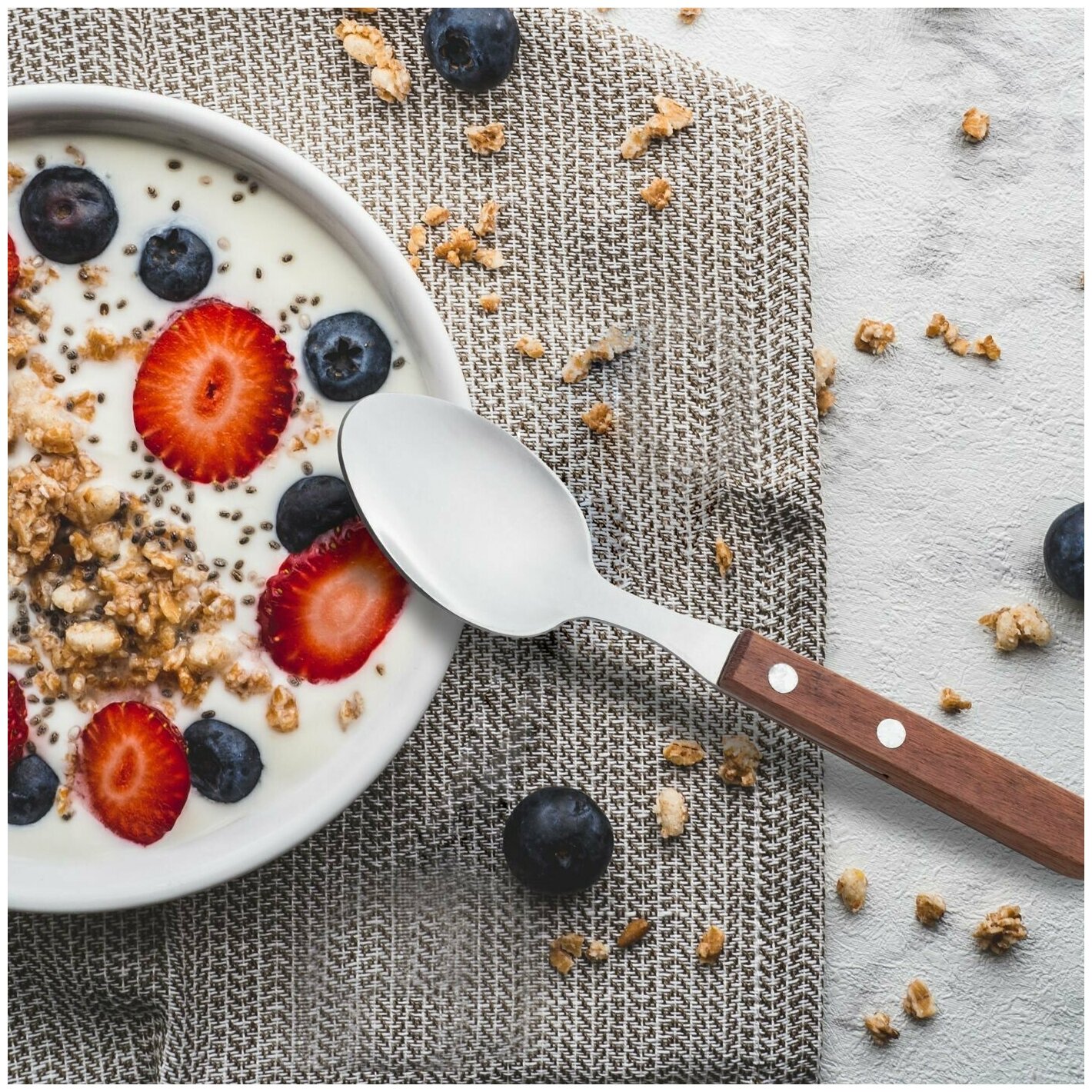 Набор ложек 6 предметов из нержавеющей стали с деревянными ручками KAMILLE