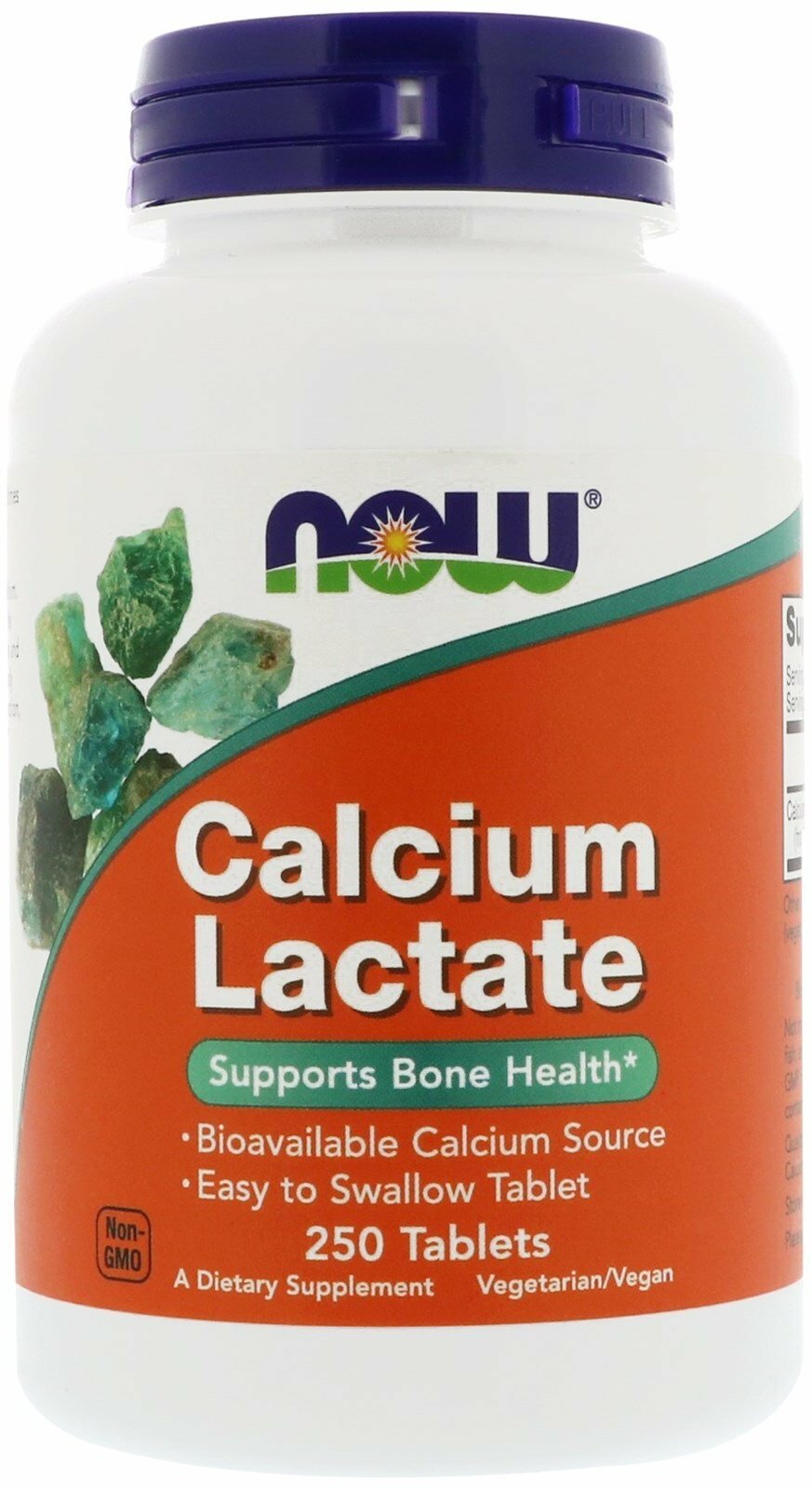 NOW Calcium Lactate (Кальций Лактат) 255 мг 250 таблеток