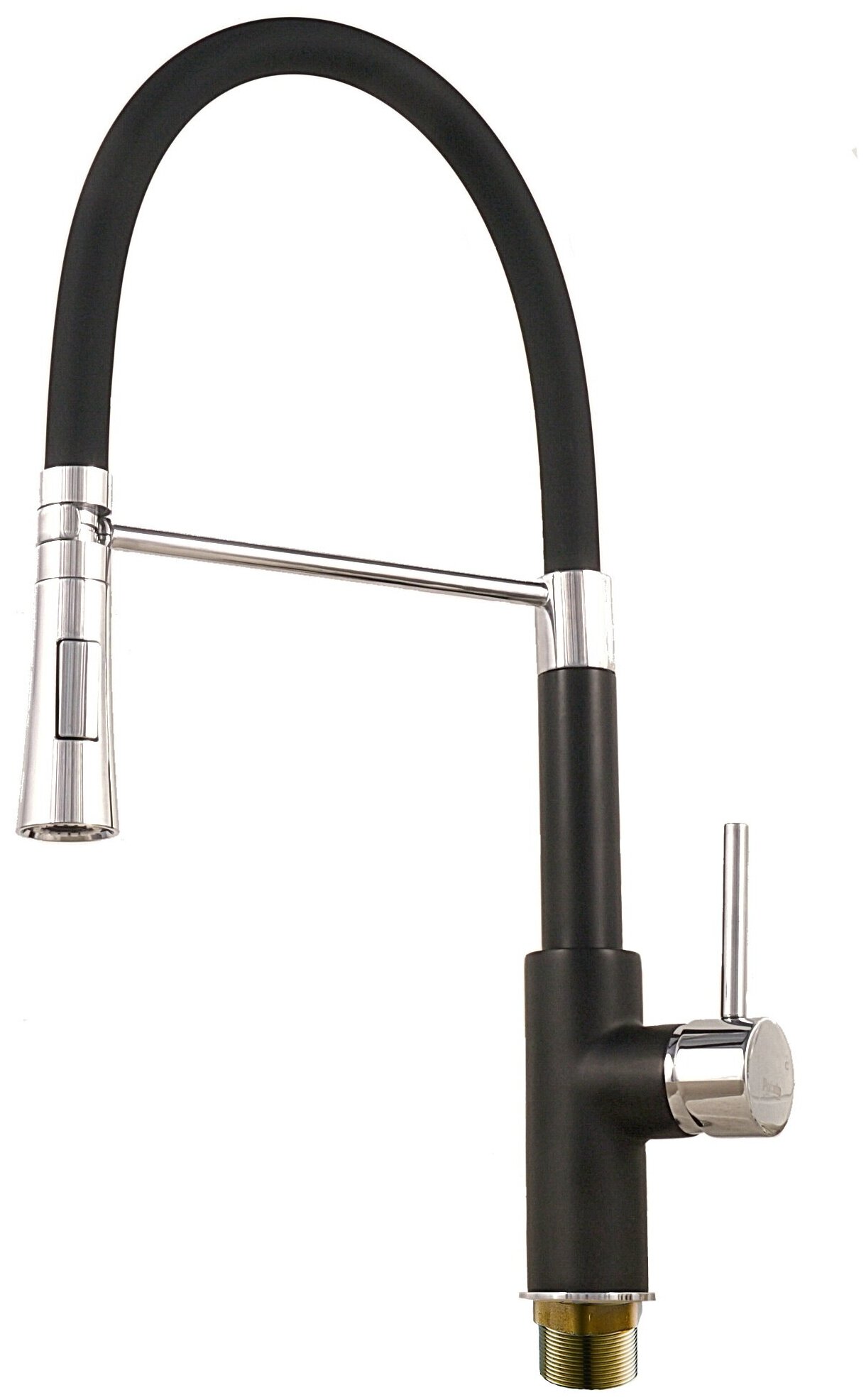 Смеситель на кухню Potato P37284-6 с гибким силиконовым изливом, картридж 35 мм, чёрный, крепление гайка