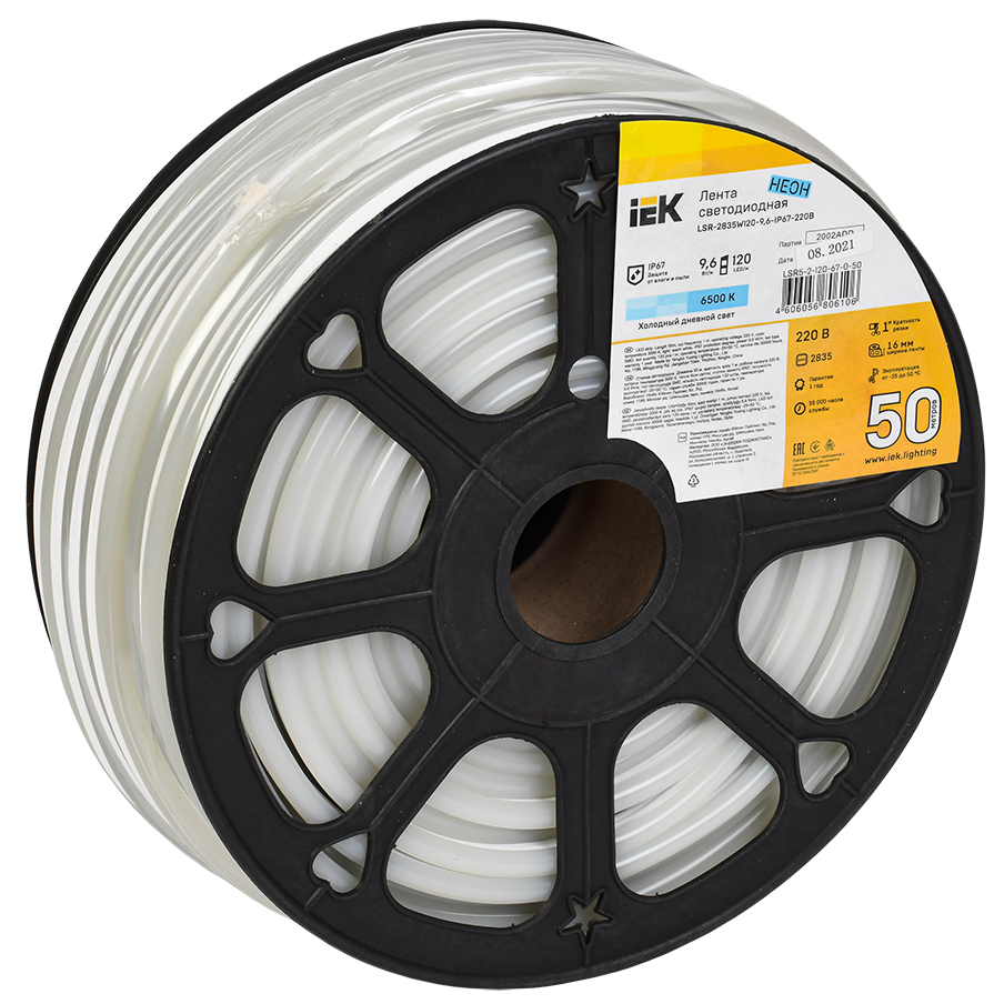 Лента LED "неон" 50м LSR-2835W120-9,6-IP67-220В, IEK LSR5-2-120-67-0-50 (1 шт.)