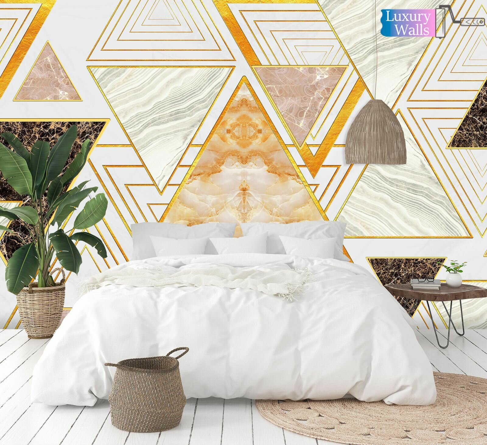 Фотообои 3d на стену флизелиновые Геометрия, Мрамор 400х270 см Luxury Walls AM15804