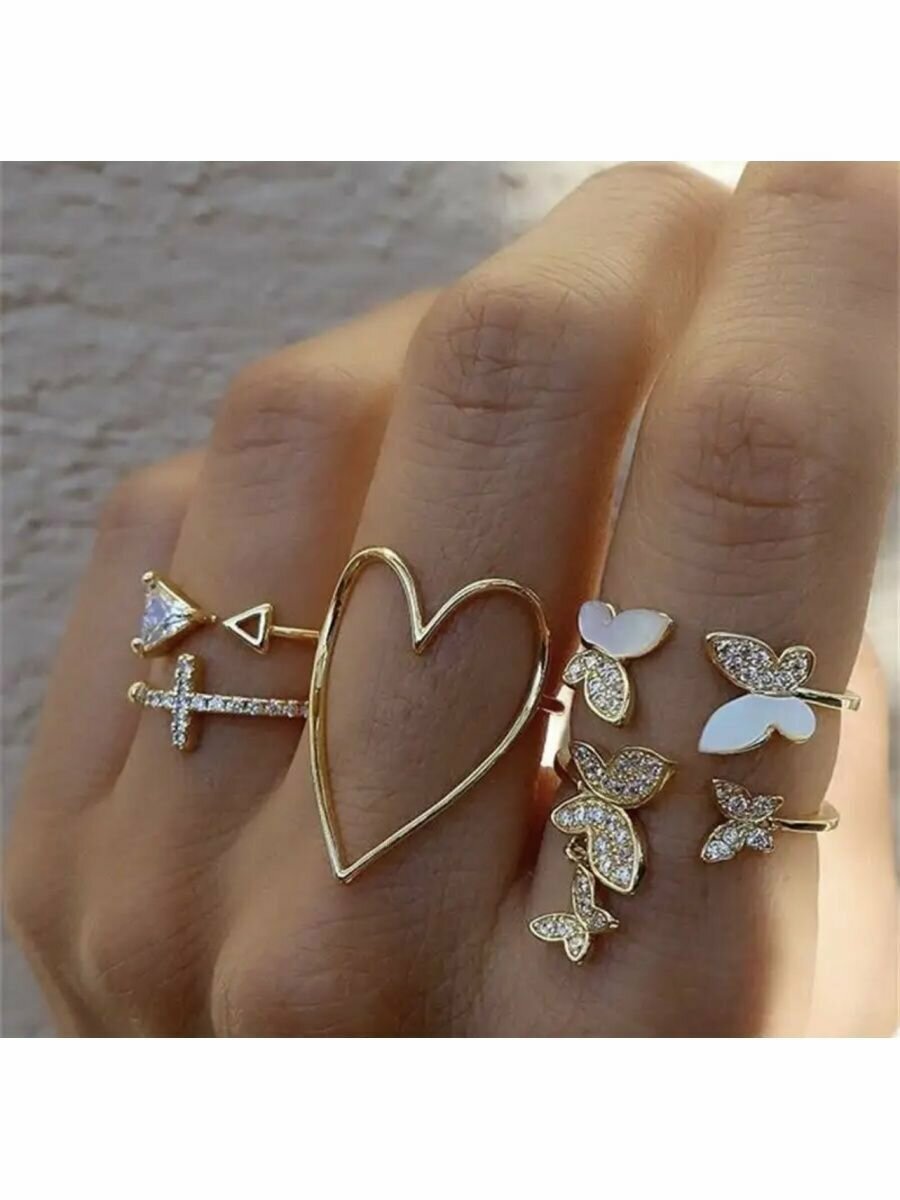 Набор колец, искусственный камень