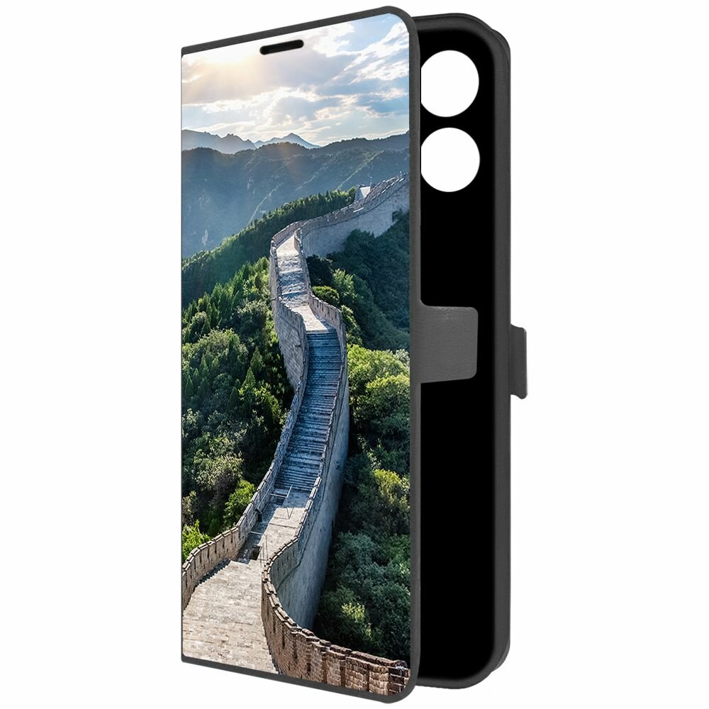 Чехол-книжка Krutoff Eco Book для Realme Note 50 Китай, Великая Стена (черный)