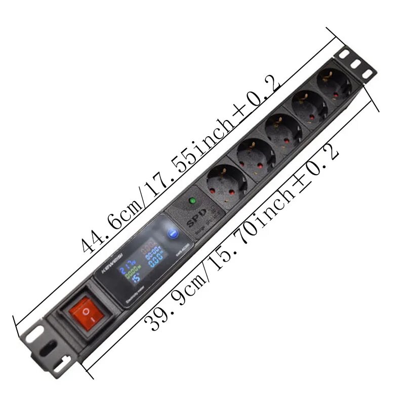 Удлинитель сетевой C14 Plug 2Meter, черный, 5 розеток