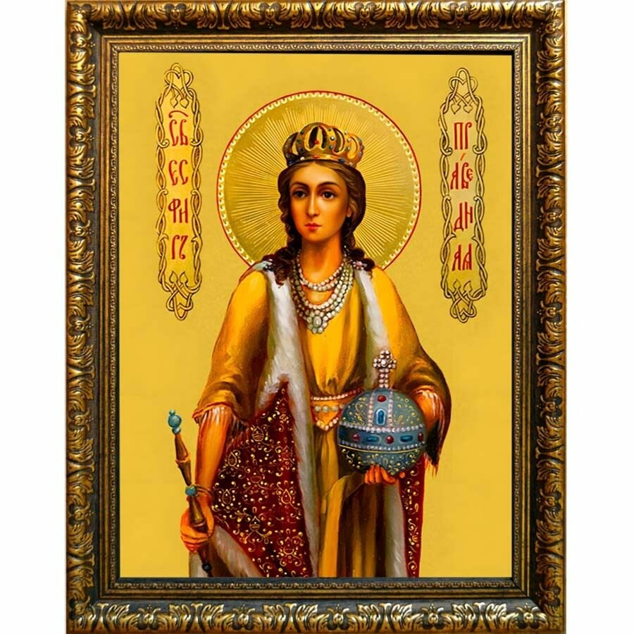 Есфирь святая царица. Икона на холсте. (30 х 40 см / В раме под стеклом).