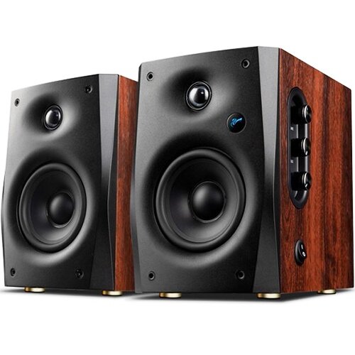 Колонки HiVi Swan D1100 мощность 62 Вт, Bluetooth v5.0, пульт - черные c деревом