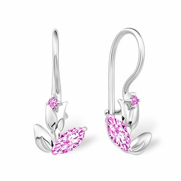 Серьги, серебро, 925 проба, родирование, фианит