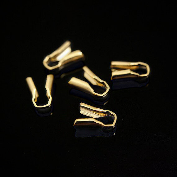 Концевики 9х3мм (внутренний размер 1.2мм), Корея, клеевые, зажимные, базовый материал - латунь, позолоченные, пара