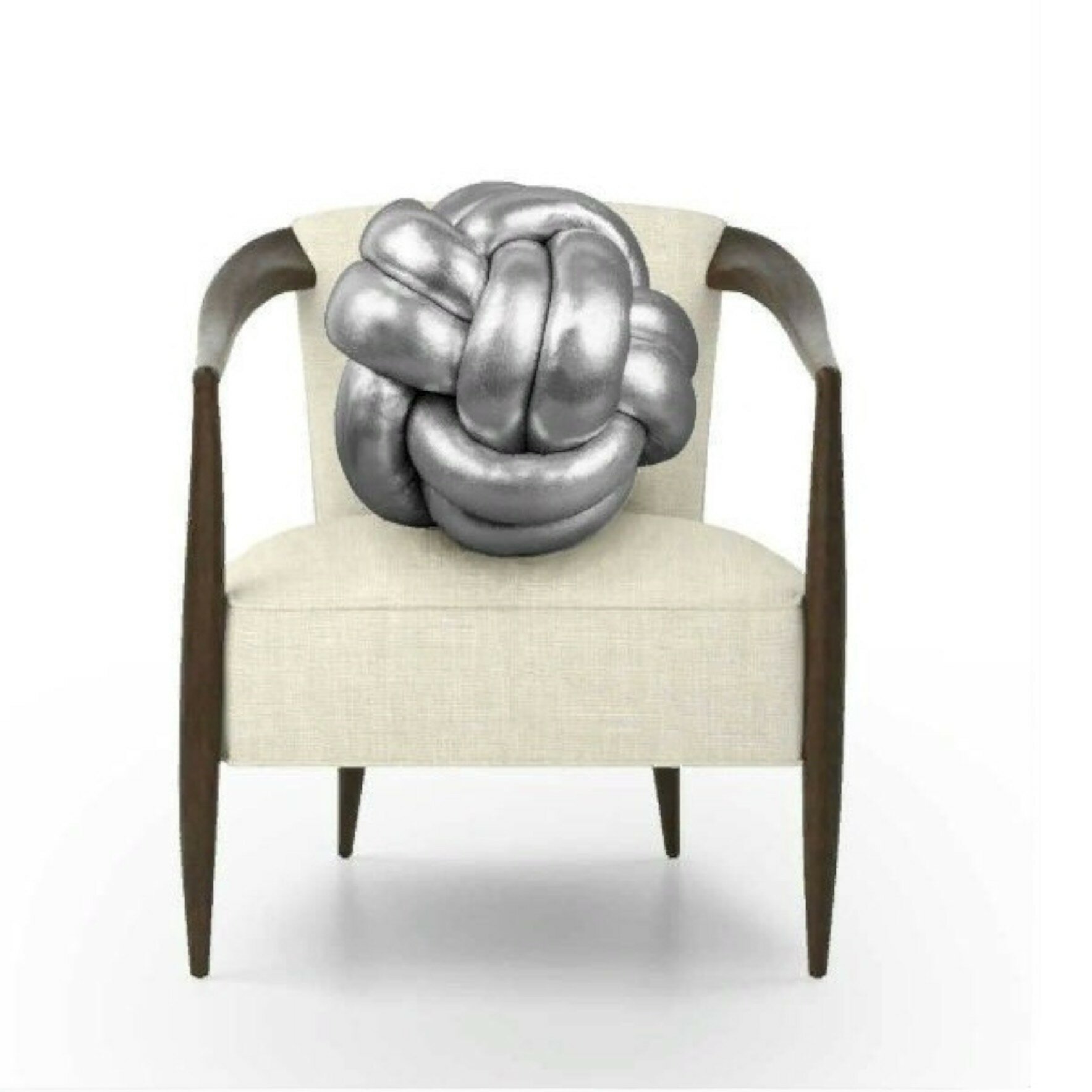 Подушка декоративная 30х30 серебристого цвета. Интерьерная подушка на диван, шар, узел (Д0101)