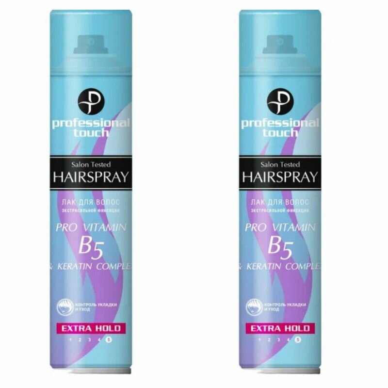 PROFESSIONAL TOUCH Лак для волос, Pro vitamin B5 & Keratin complex, экстрасильная фиксация, 265 мл, 2 уп.