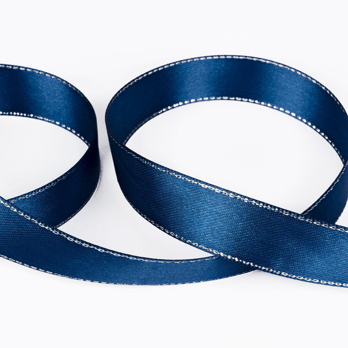 Лента атласная 20 мм "Gamma" AL-20M двухстор. с металл. нитью 33 м №116синий/серебро