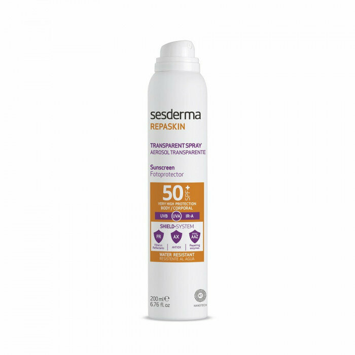 Sesderma REPASKIN TRANSPARENT SPRAY Body sunscreen SPF 50 – Спрей солнцезащитный прозрачный для тела СЗФ 50, 200 мл (Aerosol)