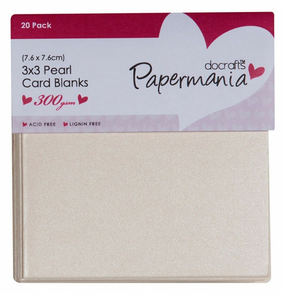 #PMA151002 Набор заготовок для открыток, перламутр 7.6 х 7.6 см Docrafts 20 шт