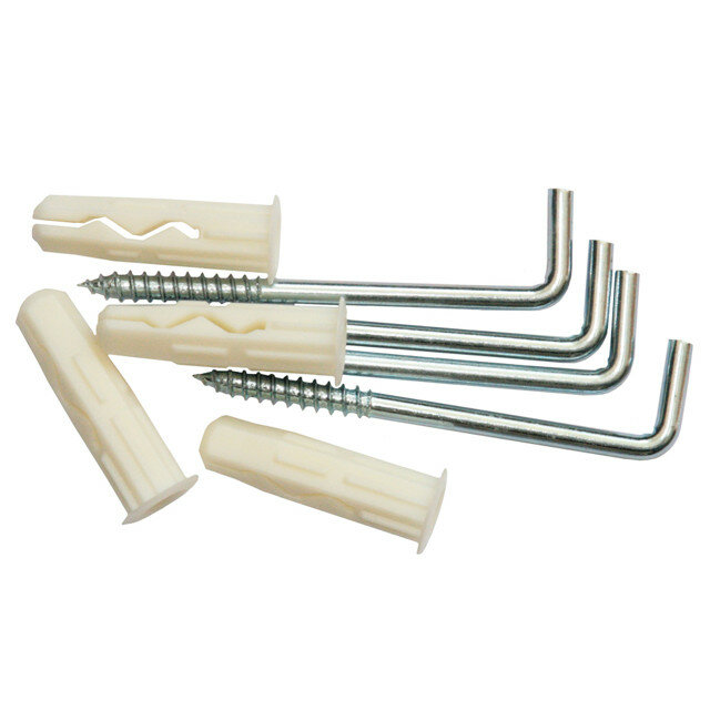 Л-образный шуруп-крюк 3,9x40 мм с универсальным дюбелем 6x25 мм, набор 6 шт