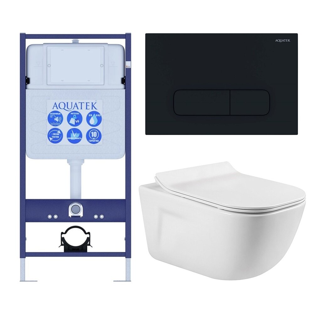 Унитаз с инсталляцией Set Aquatek Дива-017 4в1, с кнопкой в комплекте