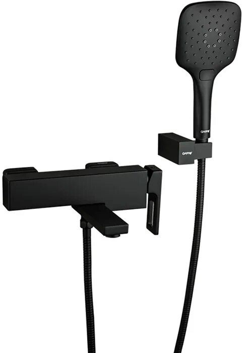 Смеситель для ванны Gappo G3217-6 с душевым гарнитуром, черный матовый