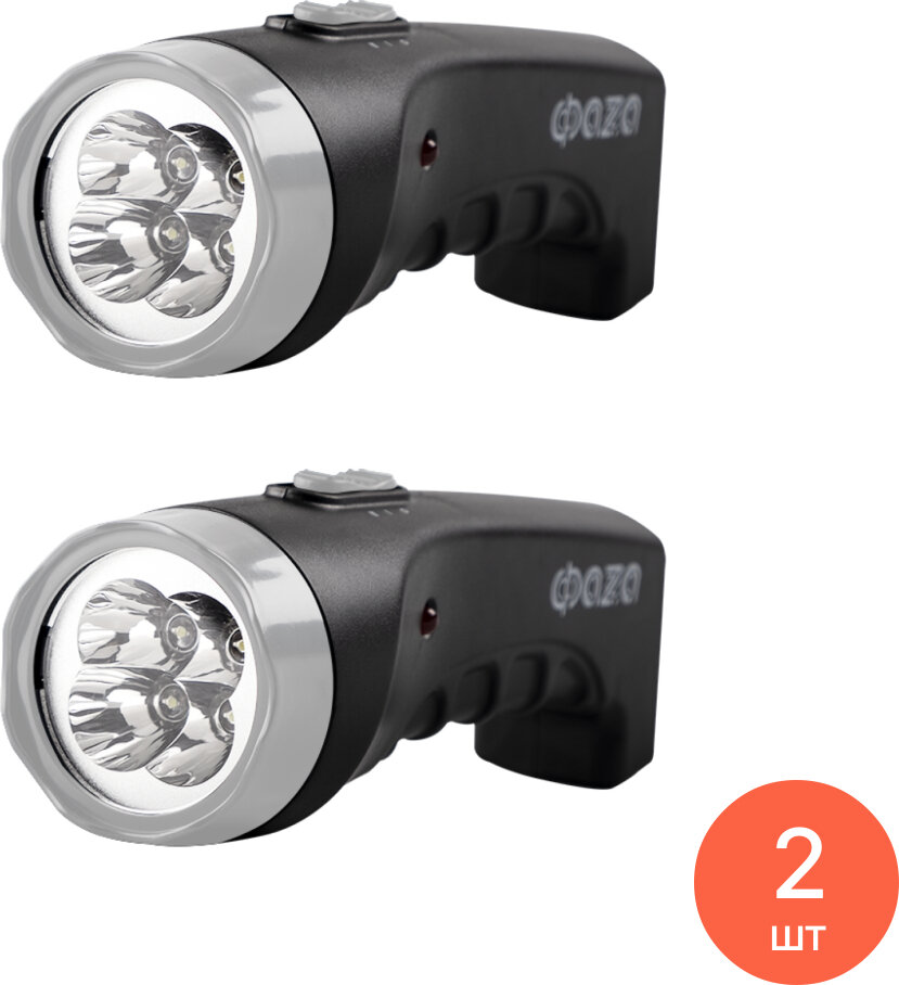 Фонарь ручной Фаzа / Фаза AccuF2-L04-bk на аккумуляторе 4В 400мАч, IP20 0.4Вт, 5000797 / светодиодный (комплект из 2 шт)