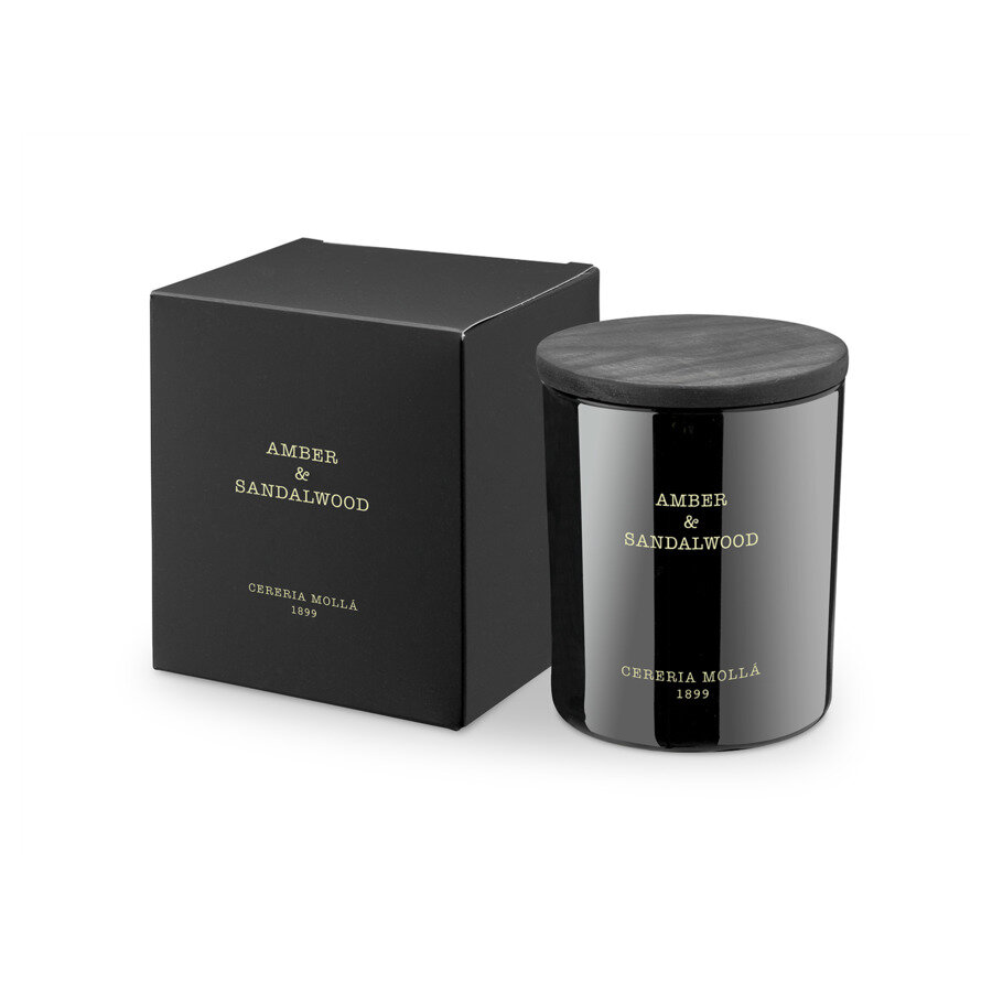 Свеча ароматическая Cereria Molla Амбра и сандал 230 г, 9х9х9 см, премиум качество
