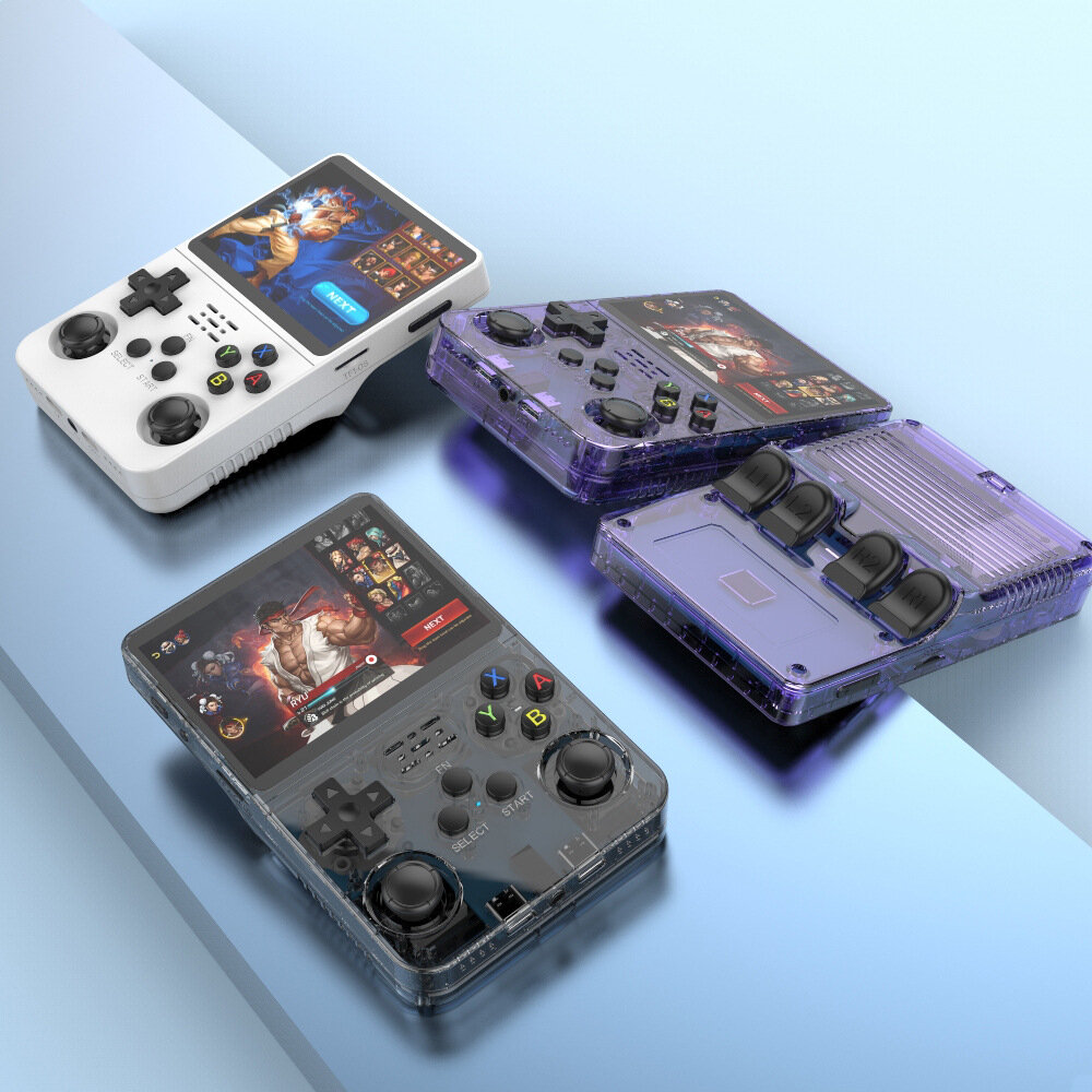 R36S ретро игровая консоль с 3,5-дюймовым экраном IPS, без игровых карт, прозрачный черный