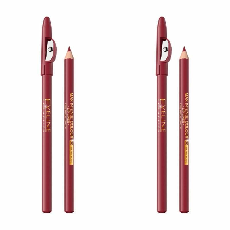 Eveline Cosmetics Карандаш для губ Max Intense Colour тон №30 BERRY ROSE, 2 шт