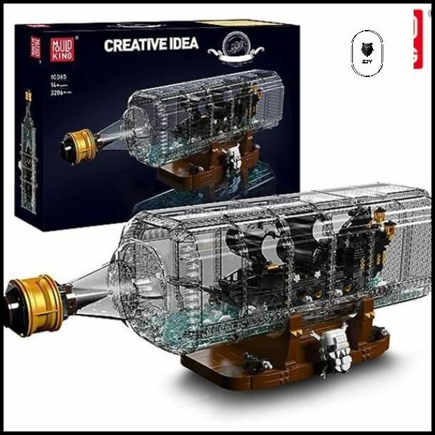 Конструктор MOULD KING 10065 послание в бутылке Строительный блок "Пиратский корабль, 2206 деталей, Подарок на день рождения, веселые блоки-ZJY -kpa