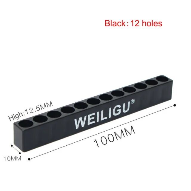 Пластиковая полоса для хранения бит отверток 1pcs, Black-12 holes