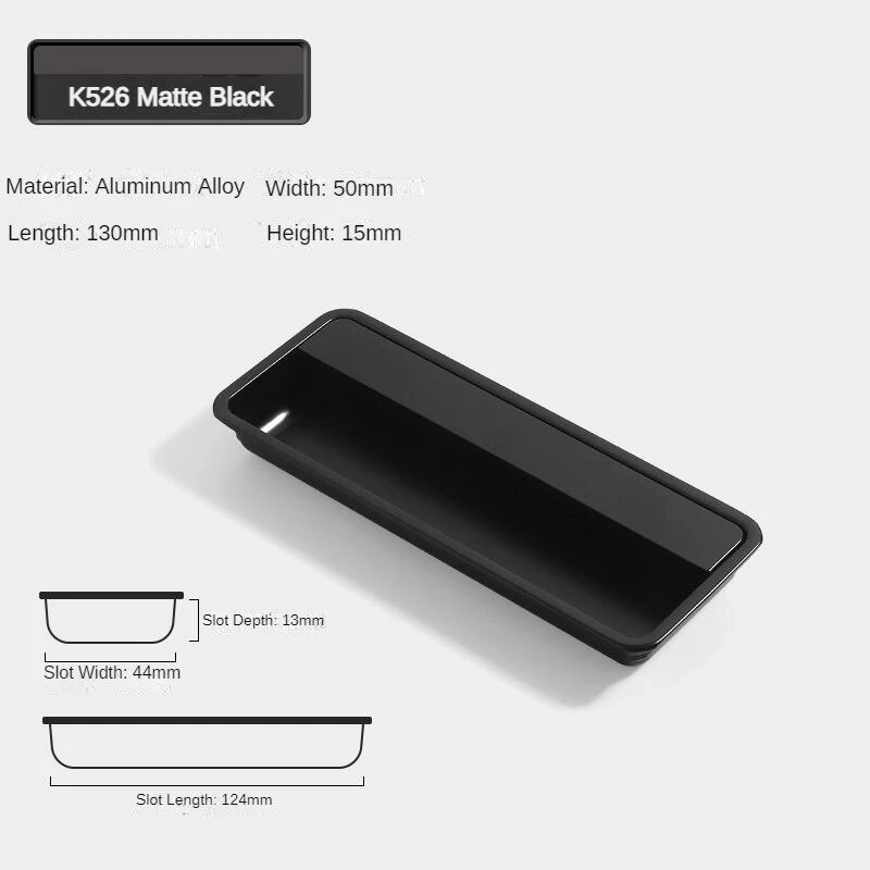 Скрытая ручка K526 Matte Black, 130mm, алюминий