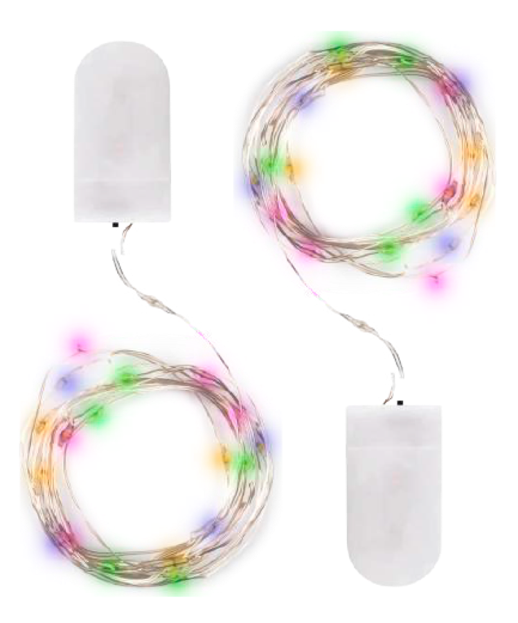 Гирлянда Фаzа / Фаза DC-G05-20MS2 роса, ПВХ, 20 световых точек мультицвет, IP20, длиной 2м, в упаковке 2шт. / новогодние украшения для декора дома