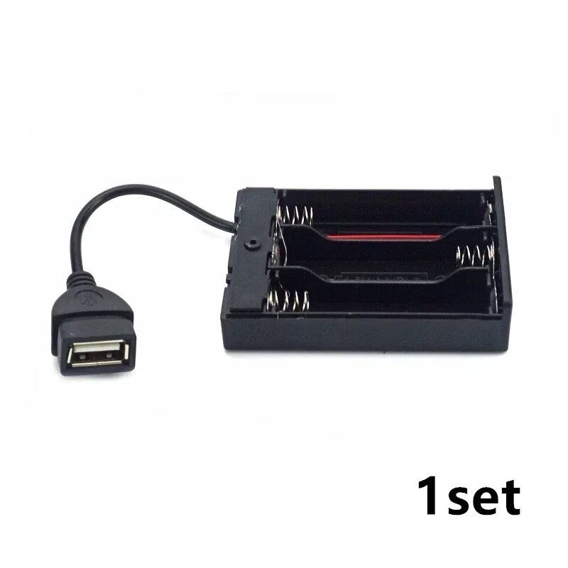 USB держатель для батареек AA, черный, 1 шт