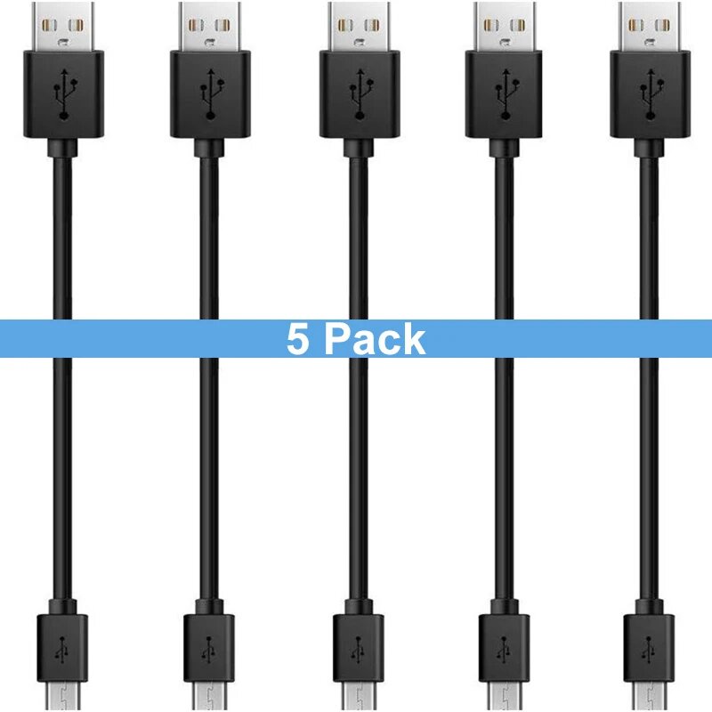 Короткий Micro USB кабель (25 см) Android кабель Micro USB легкий переносной практичный зарядный кабель для внешнего аккумулятора Samsung Huawei Sony LG Black 5Pack