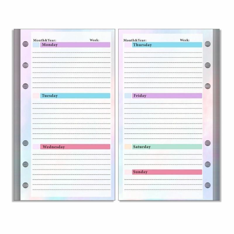 Бумага для переплета с 6 отверстиями, - Еженедельный план градиента