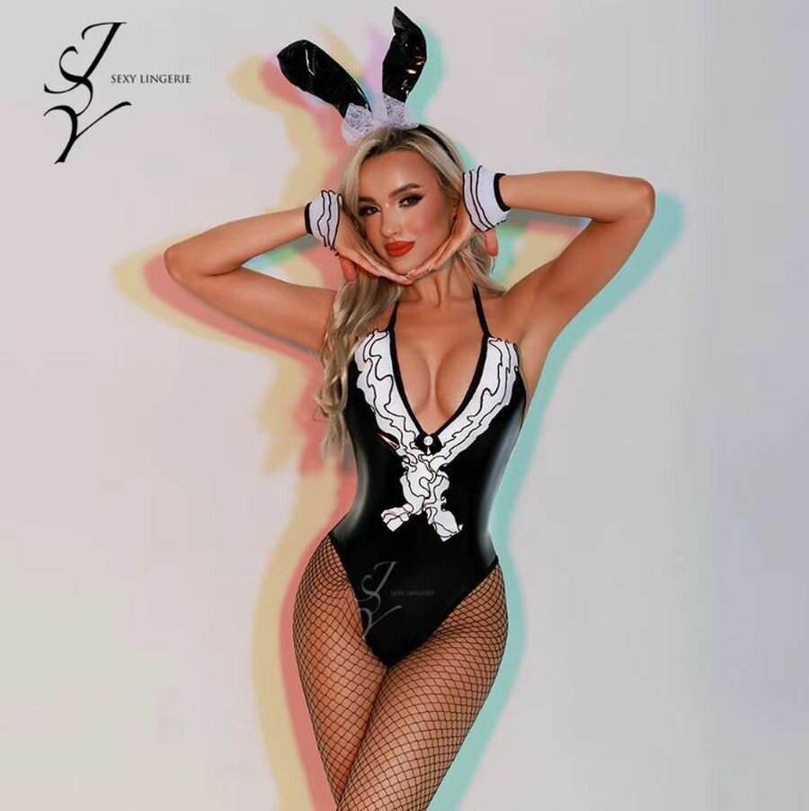 Эротический костюм Зайка ролевой, черный