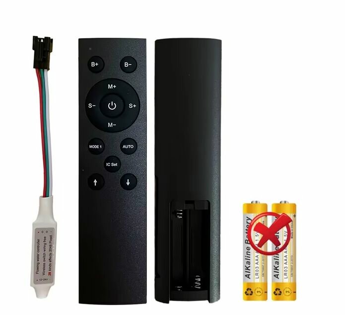 Контроллер для адресной одноцветной светодиодной ленты SPI с черным радио пультом