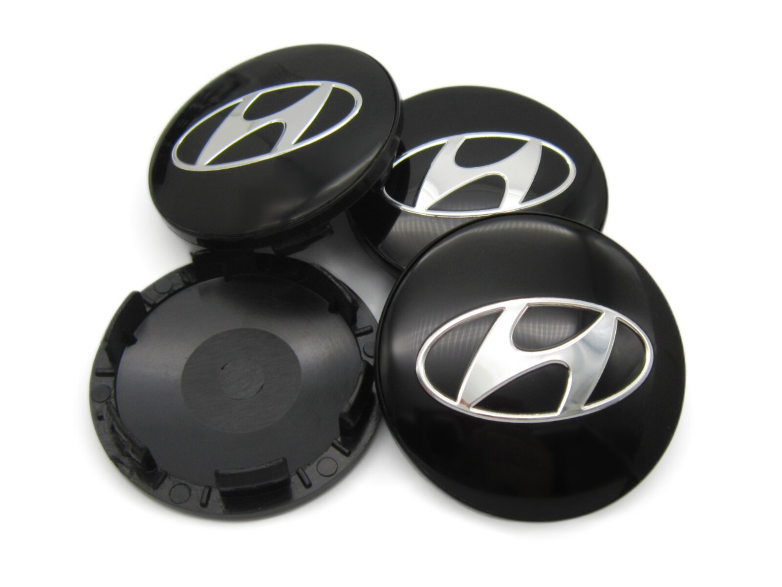 Колпачки, заглушки на литые диски КиК Хендай черный 62/55/10, комплект 4 шт.