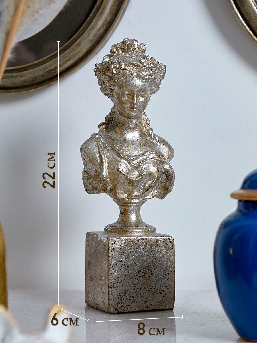 28-343 Фигурка Бюст девушки, под старину 8x6x22см, Полисмолы, Glasar