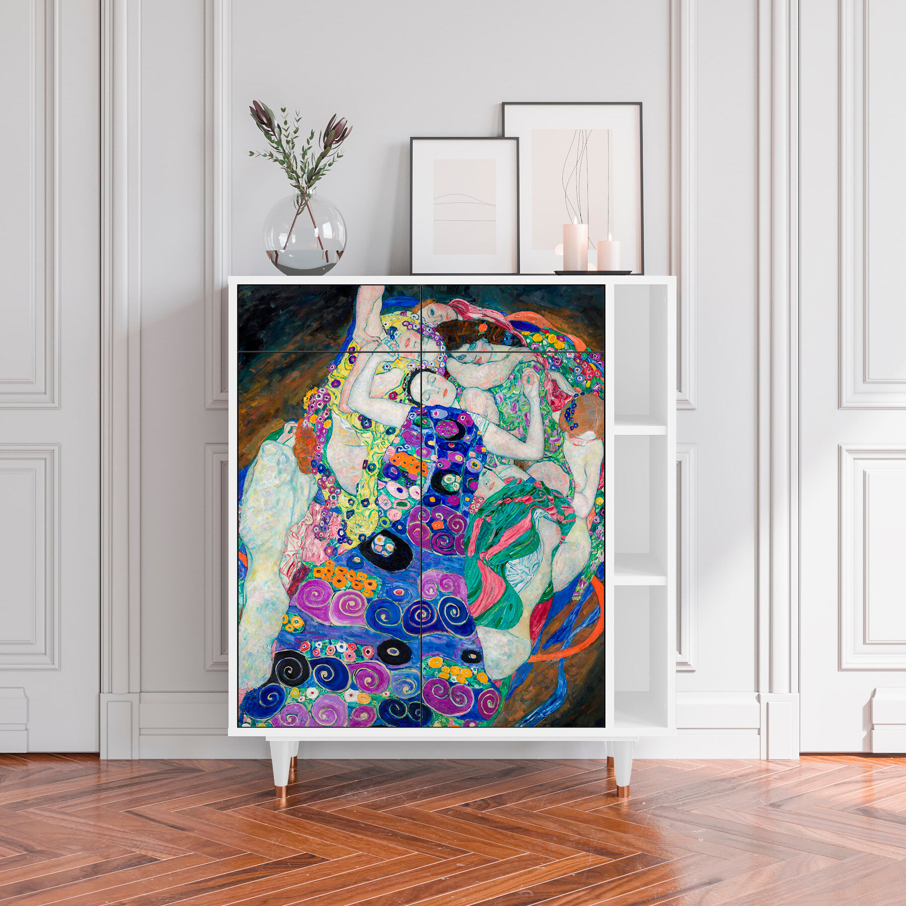 Комод - STORYZ - BS6 The Maiden by Gustav Klimt, Размер - 94 x 110 x 41 см, Цвет корпуса - , Белый