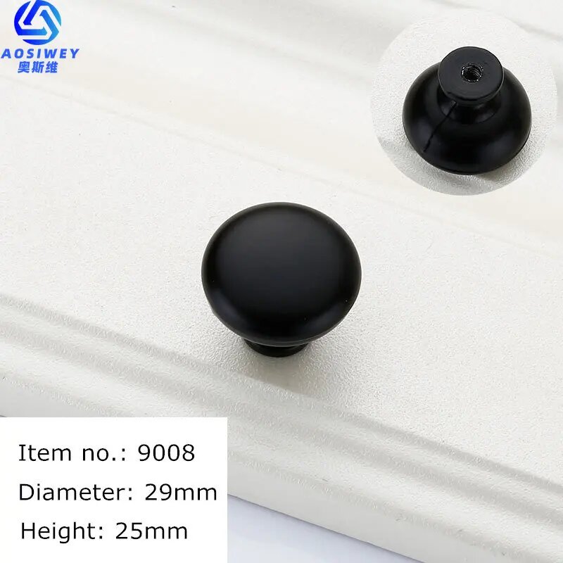 Ручки для шкафов черные алюминиевые 9008-single