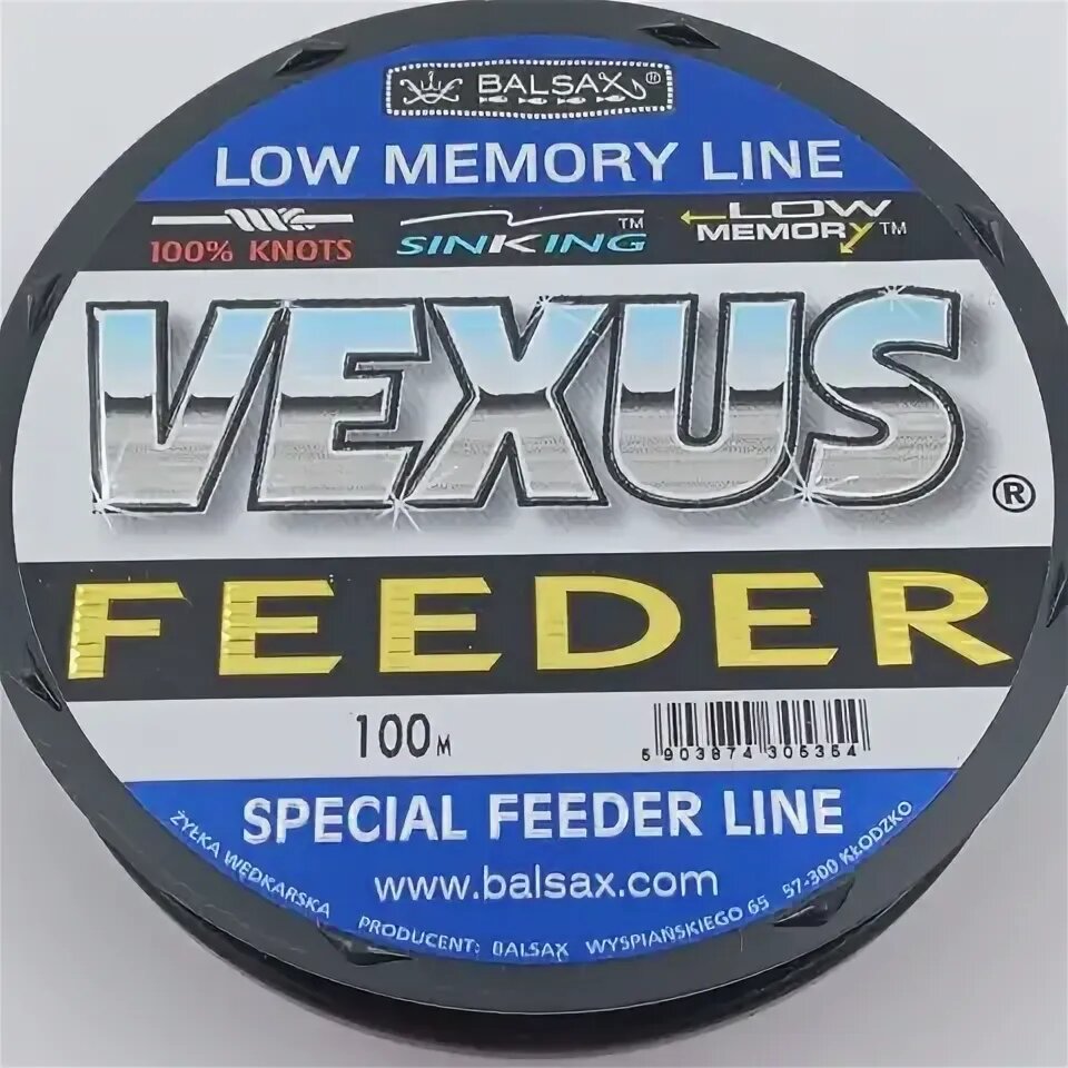 Леска BALSAX Vexus Feeder, диаметр 0.10 мм, нейлоновая, разрывная нагрузка 1.4кг, длина 100 метров.