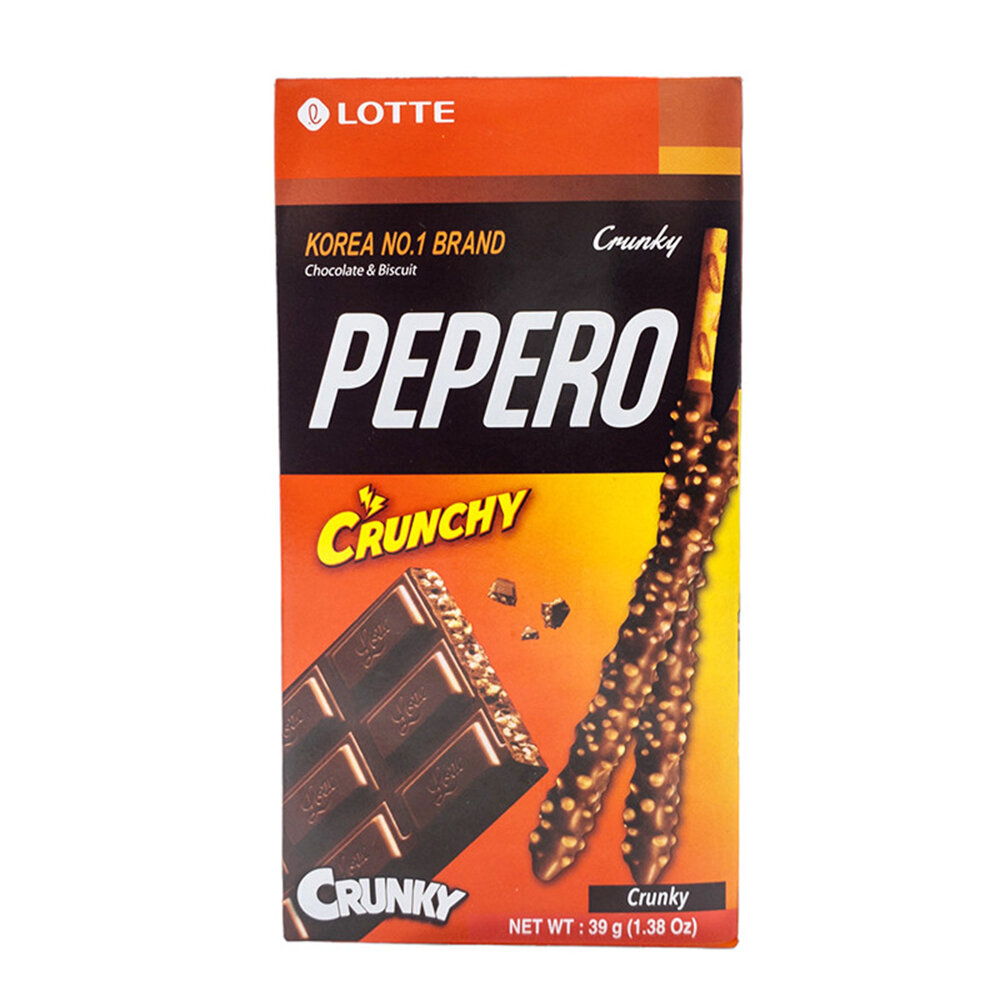 Хрустящие палочки Pepero Lotte в шоколадной глазури 39 г, Южная Корея