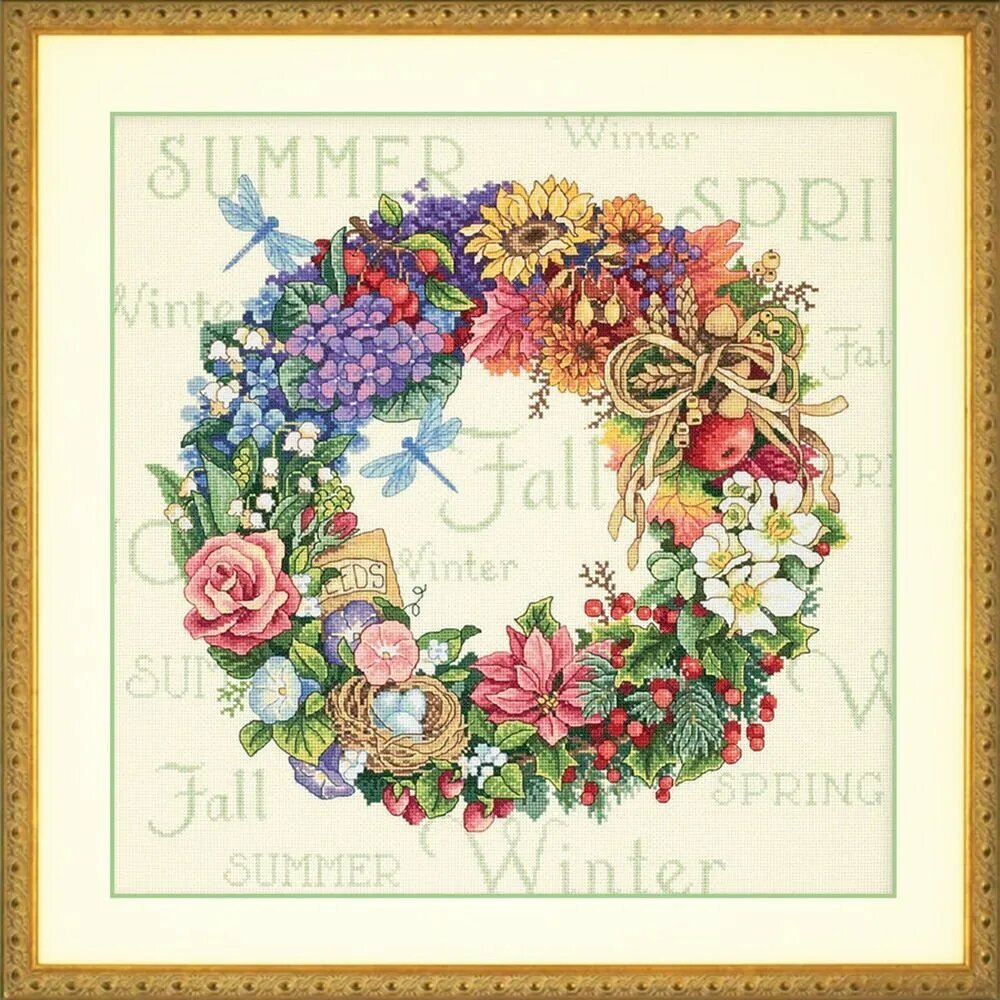 Набор для вышивания крестиком DIMENSIONS 35040 ( Wreath of All Seasons ) 38 x 38 см