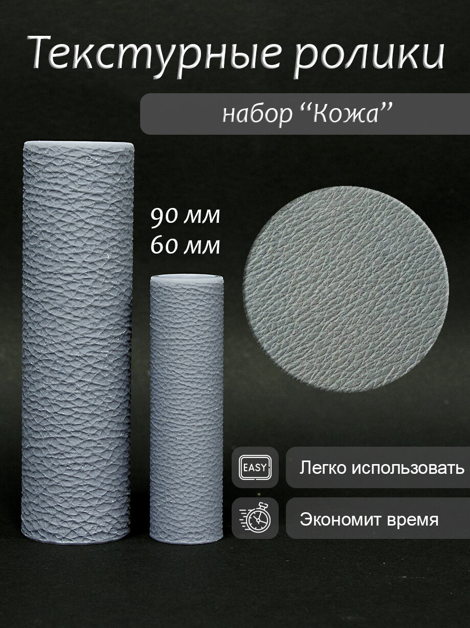 Текстурный , фактурный , рельефный ролик для полимерной глины с узором "Кожа", микротекстура , микро-ролики для террейна